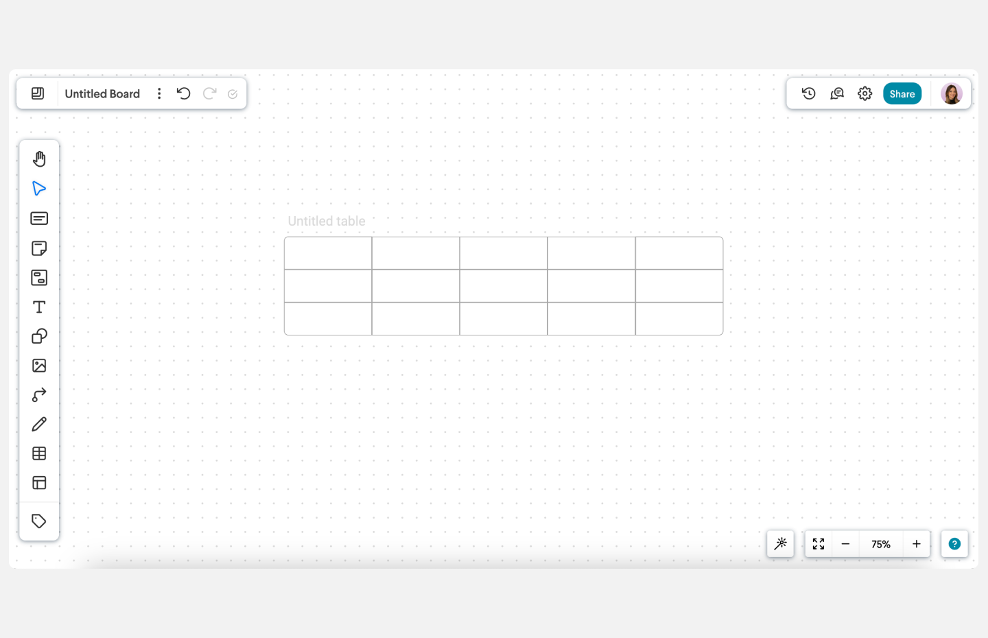 Using Tables in Whiteboard